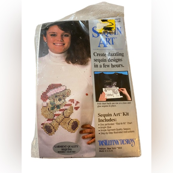 Other | Distelfink Designs Sequin Art Teddy Bear Christmas New | Poshmark